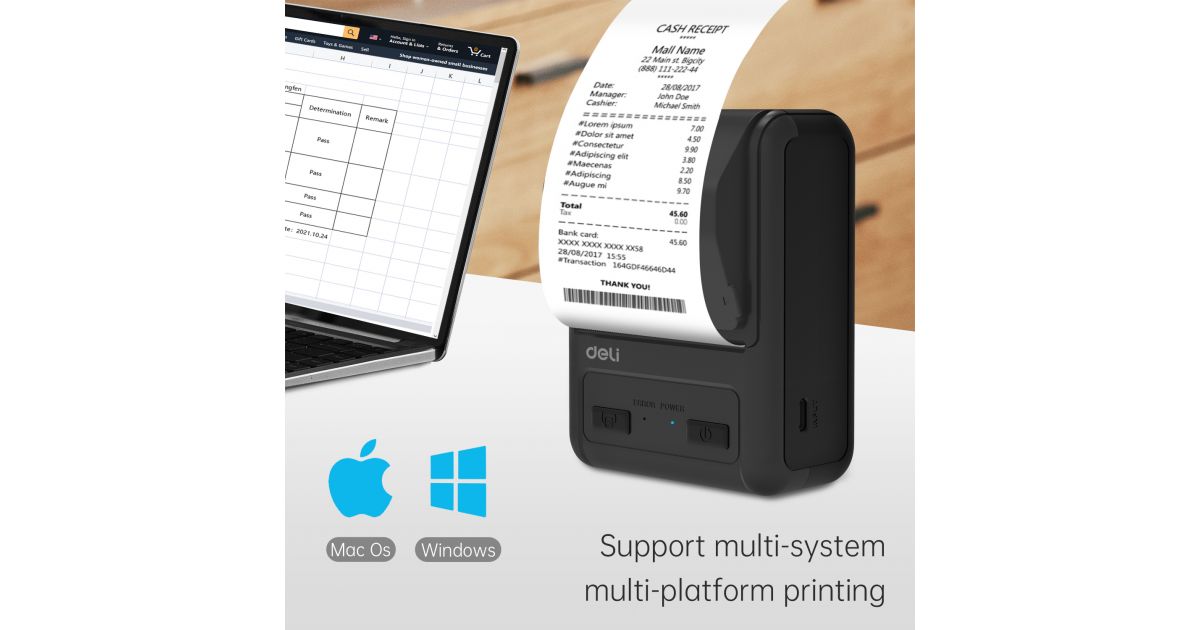 Receipt & Label Printer Deli · Stationery
