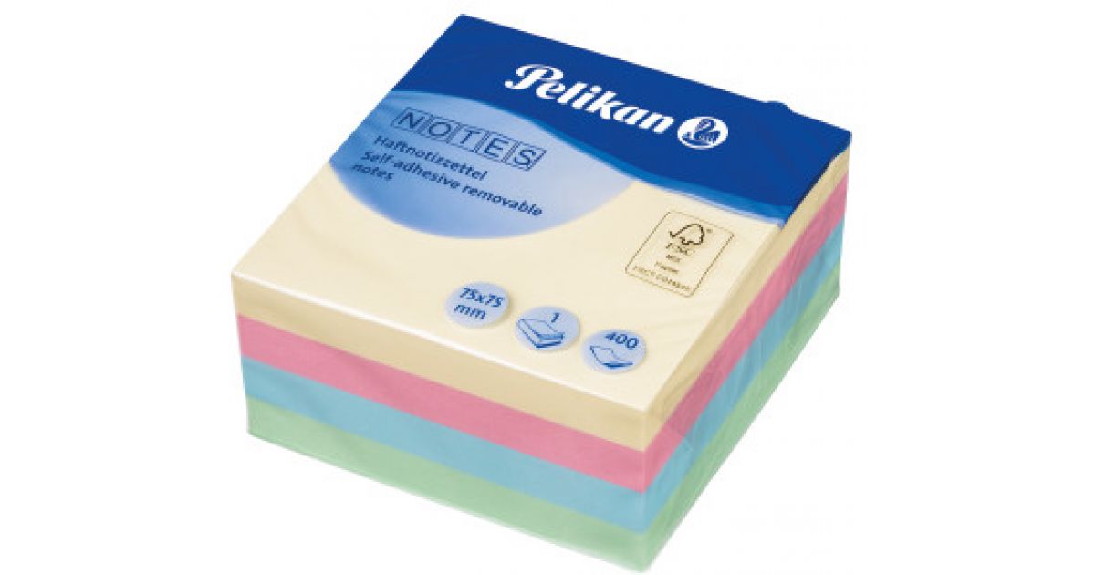 Sticky notes N128 cube pastel mix Pelikan 75x75mm 400 Sheets · Stationery
